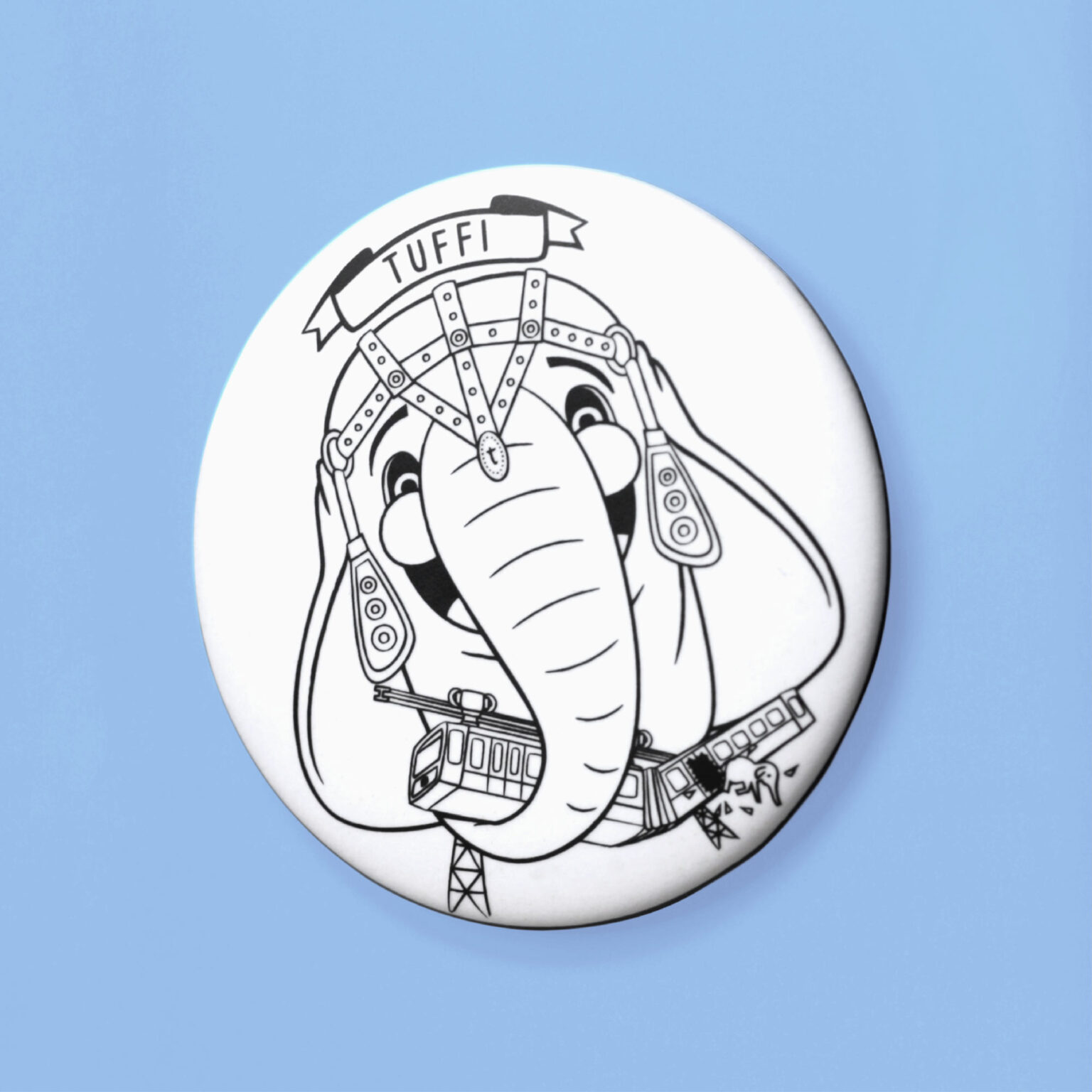 Liebevoll illustrierter Tuffi Magnet ~ Wuppertal Original Onlineshop
